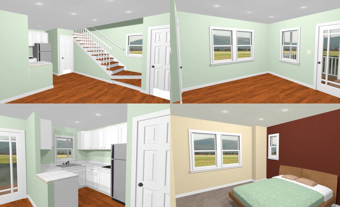 20x16 House 1-bedroom 1.5-bath 537 Sq Ft PDF Floor Plan Instant ...