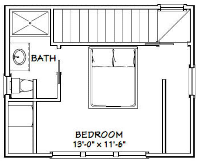 20x16 House 1-bedroom 1.5-bath 557 Sq Ft PDF Floor Plan Instant ...