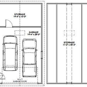 20x36 2-car Garages -- 1,128 Sq Ft -- 8ft Walls -- PDF Floor Plan ...