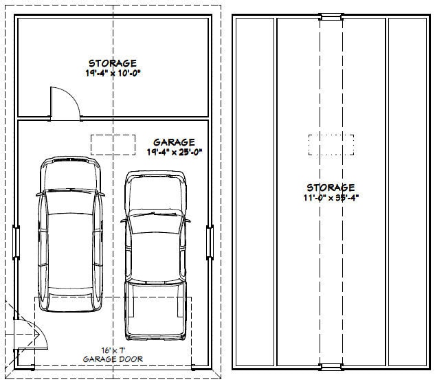 20x36 2-car Garages 1128 Sq Ft 8ft Walls PDF Floor - Etsy