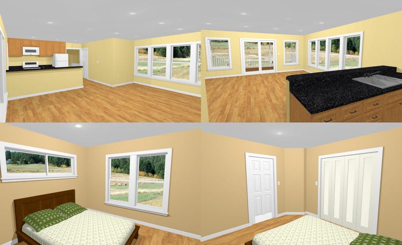 20x40 House -- 1 Bedroom 1.5 Bath -- 965 Sq Ft -- PDF Floor Plan ...