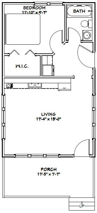 18x30 House -- 1-bedroom 1-bath -- 540 Sq Ft -- PDF Floor Plan ...