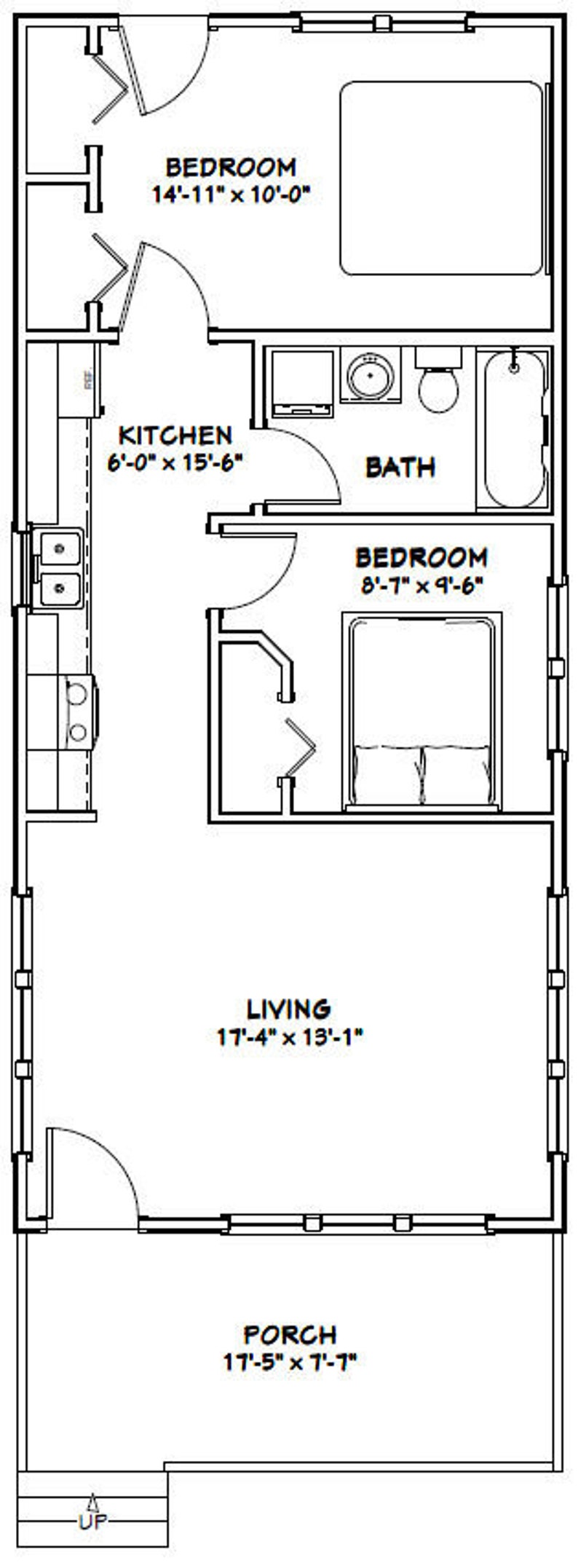 18x40 House -- 2-bedroom 1-bath -- 720 Sq Ft -- PDF Floor Plan ...