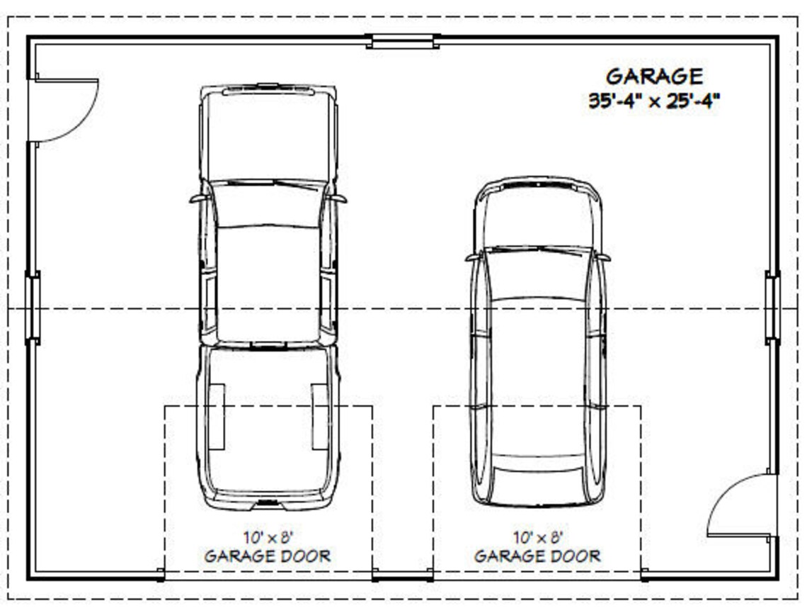 36x26 2-car Garage -- 936 Sq Ft -- PDF Floor Plan -- Instant Download ...