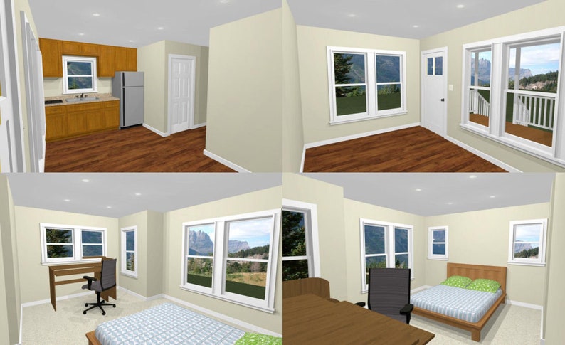 16x16 House -- 1-bedroom 1-bath -- 493 Sq Ft -- PDF Floor Plan ...