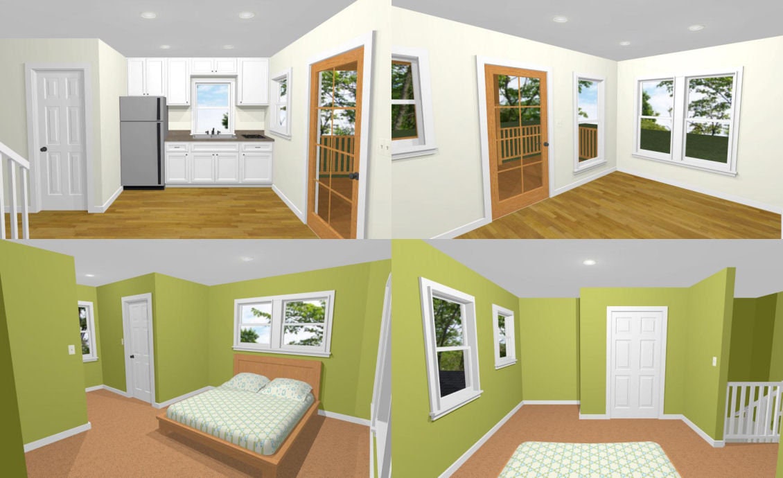 16x16 House -- 1-bedroom 1.5-bath -- 465 Sq Ft -- PDF Floor Plan ...