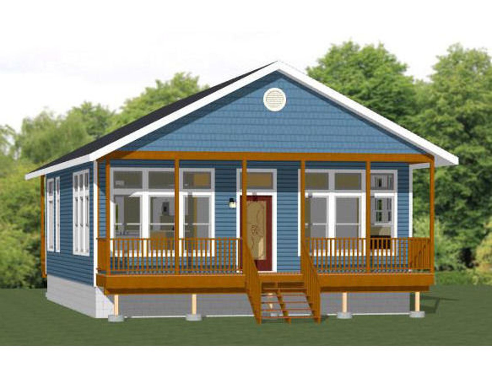 28x36 House -- 2-bedroom 2-bath -- 1,008 Sq Ft -- PDF Floor Plan ...