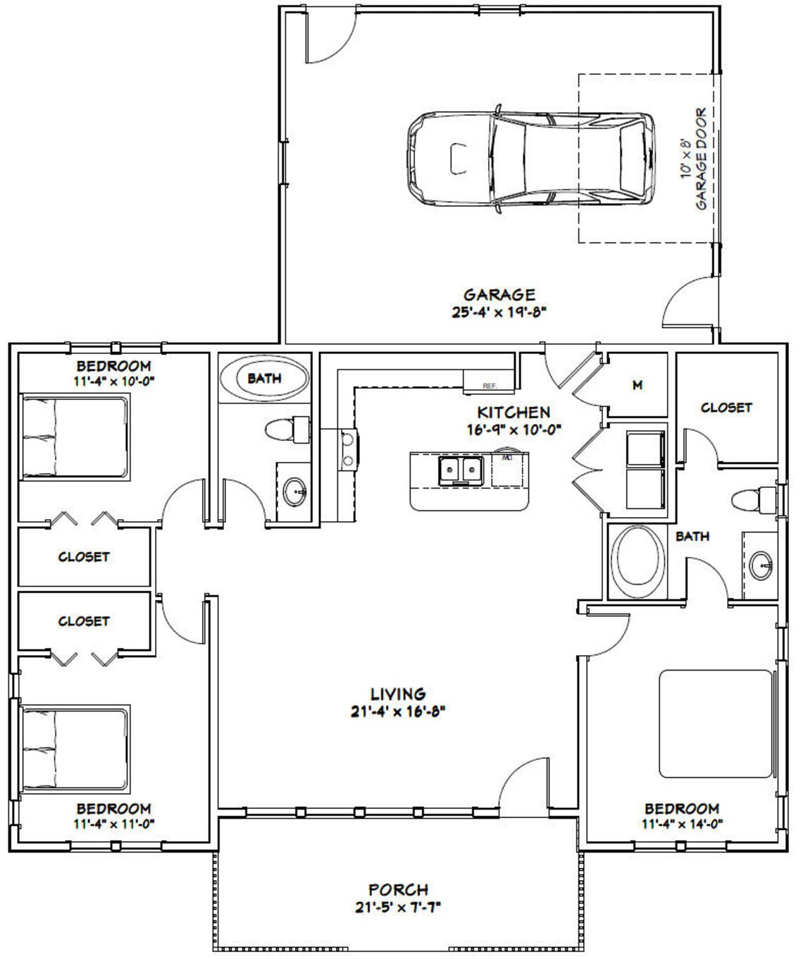 46x30 House 3-bedroom 2-bath 1338 Sq Ft PDF Floor - Etsy