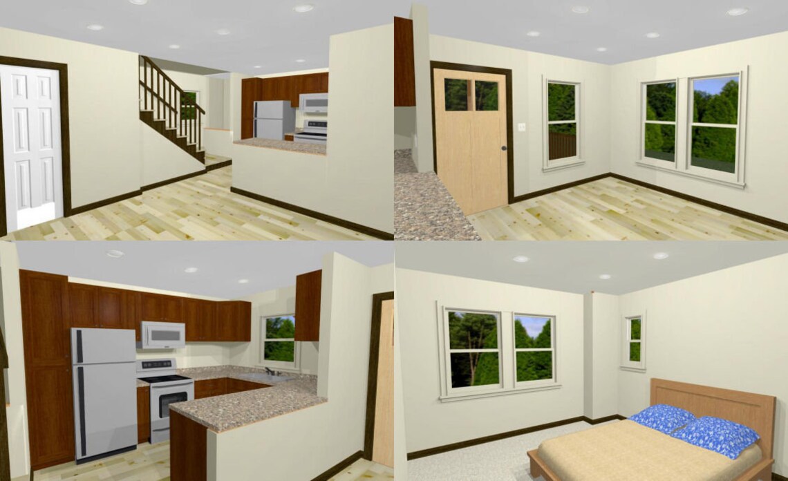 20x16 House 1-bedroom 1.5-bath 547 Sq Ft PDF Floor Plan Instant ...