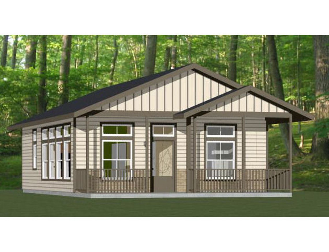 26x34 House -- 2-bedroom 1-bath -- 884 Sq Ft -- PDF Floor Plan ...