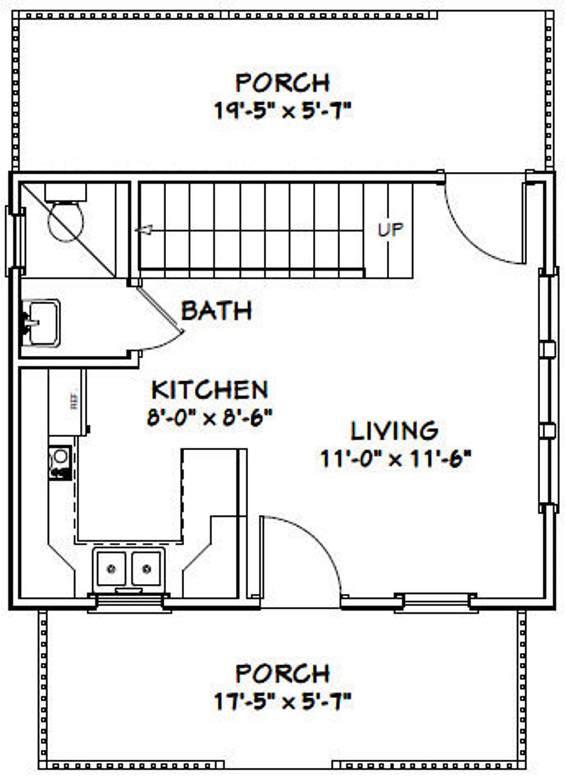 20x16 House 1-Bedroom 1.5-Bath 557 sq ft PDF Floor | Etsy