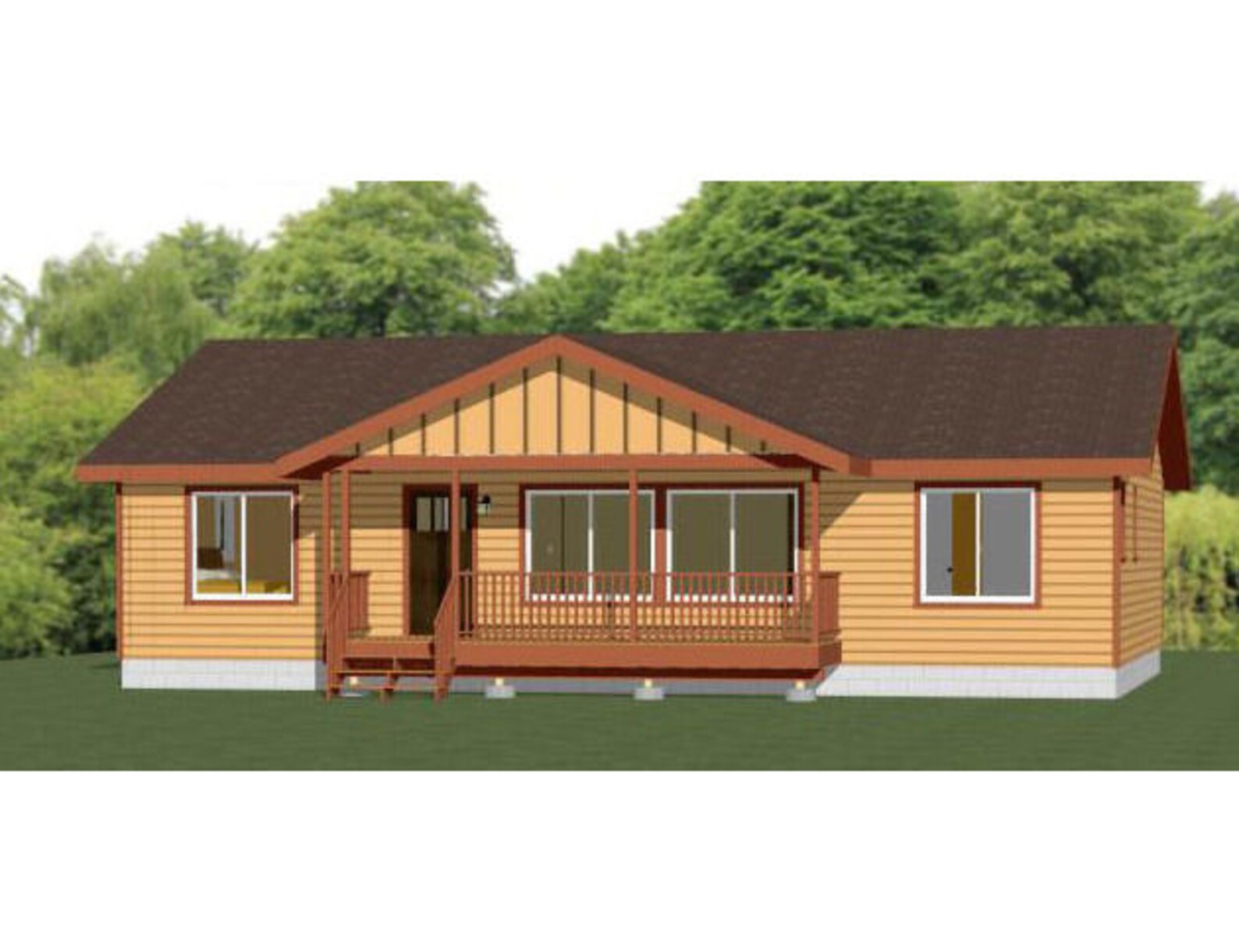 46x30 House -- 3-bedroom 2-bath -- 1,380 Sq Ft -- PDF Floor Plan ...