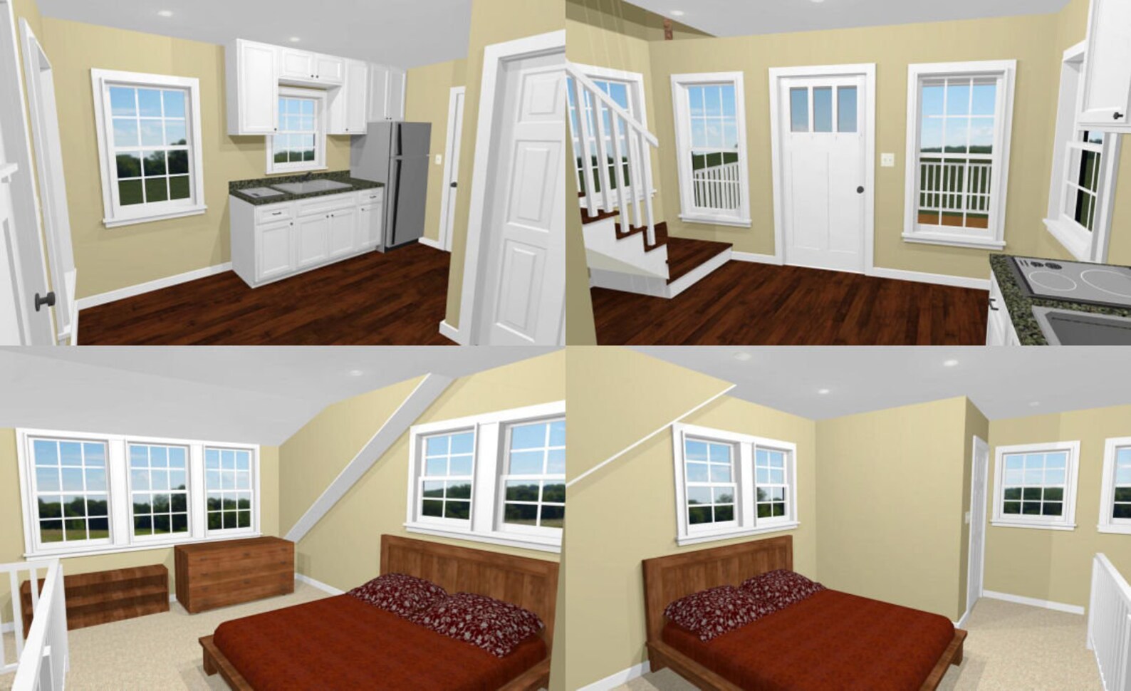 14x14 House -- 1-bedroom 1-bath -- 399 Sq Ft -- PDF Floor Plan ...