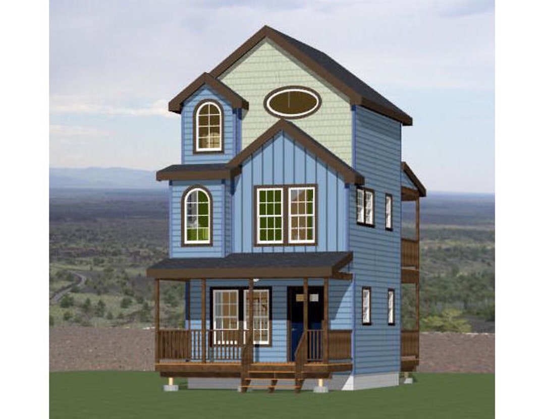 16x16 House -- 2-bedroom 2.5-bath -- 697 Sq Ft -- PDF Floor Plan ...