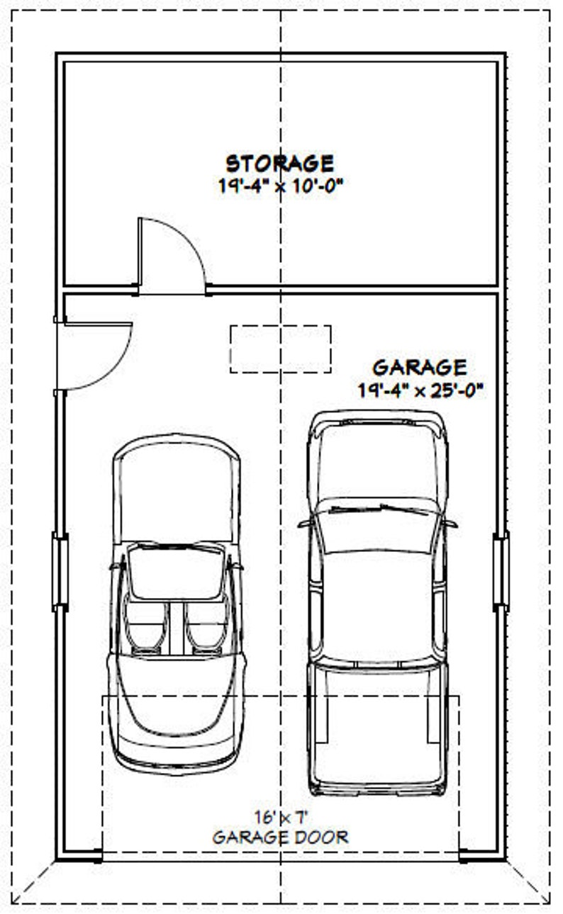 20x36 2-car Garages 720 Sq Ft 8ft Walls PDF Floor Plan Instant Download ...