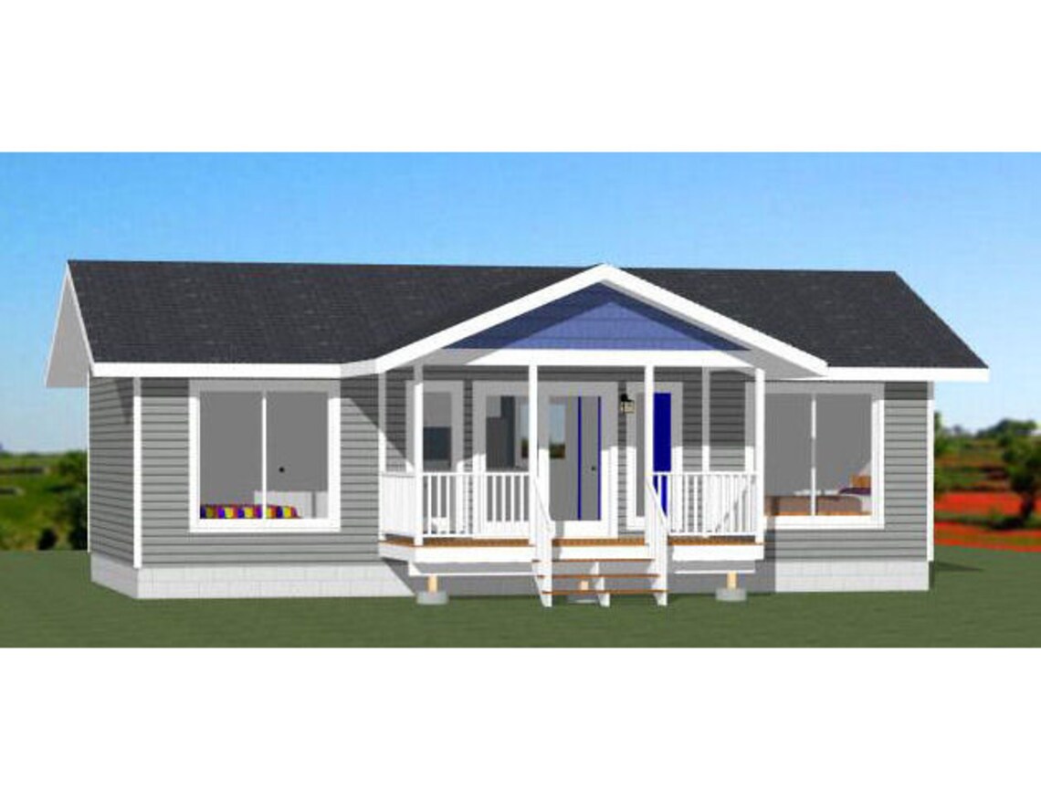 36x20 House 2-Bedroom 2-Bath 720 sq ft PDF Floor Plan | Etsy