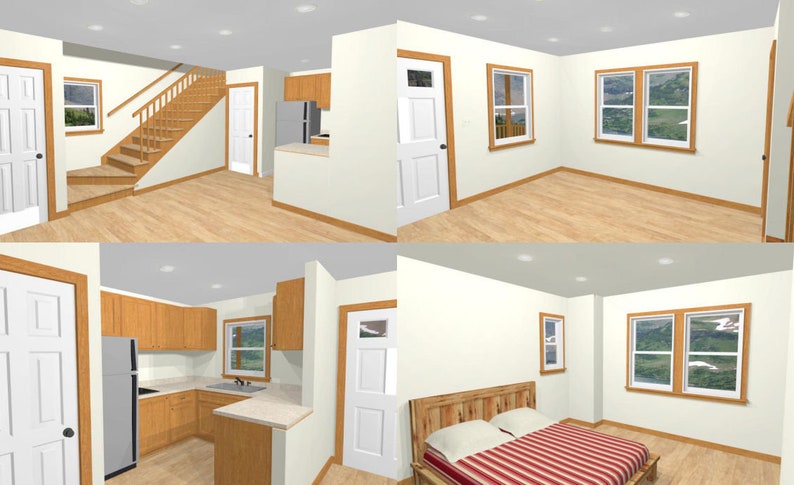 20x16 House -- 1-bedroom 1.5-bath -- 537 Sq Ft -- PDF Floor Plan ...