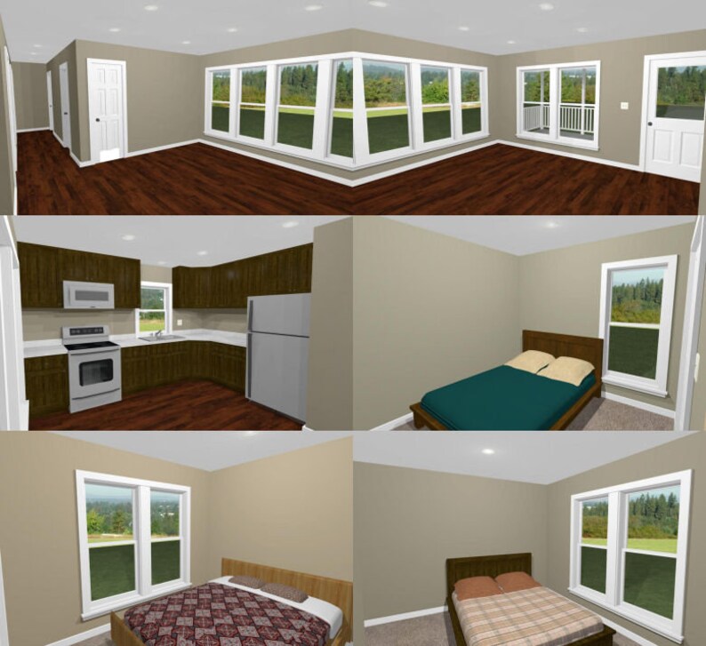 28x36 House -- 3-bedroom 2-bath -- 1,008 Sq Ft -- PDF Floor Plan ...