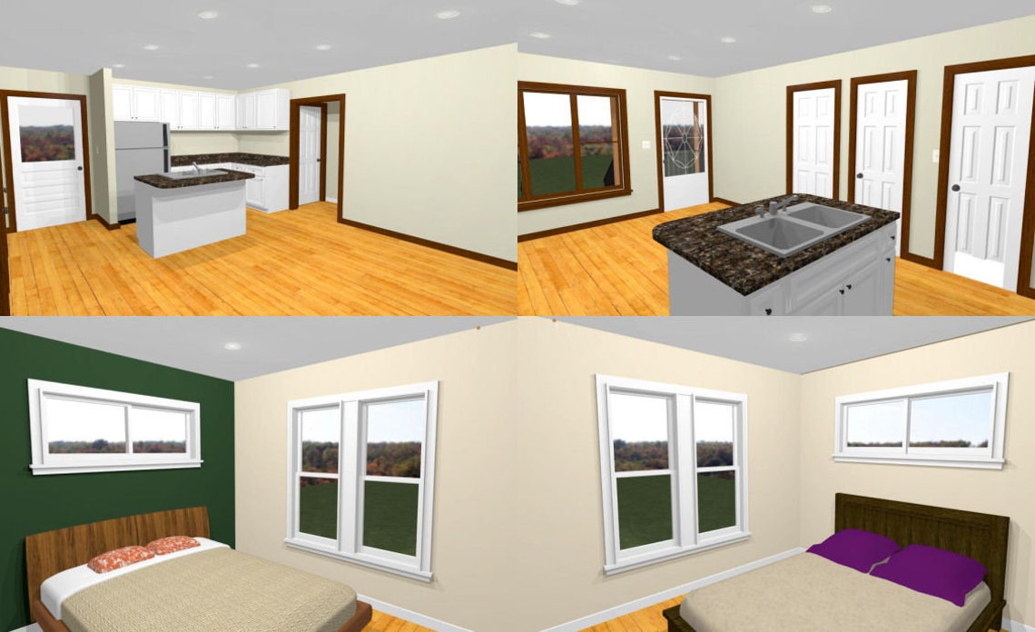 36x20 House -- 2-bedroom 2-bath -- 720 Sq Ft -- PDF Floor Plan ...