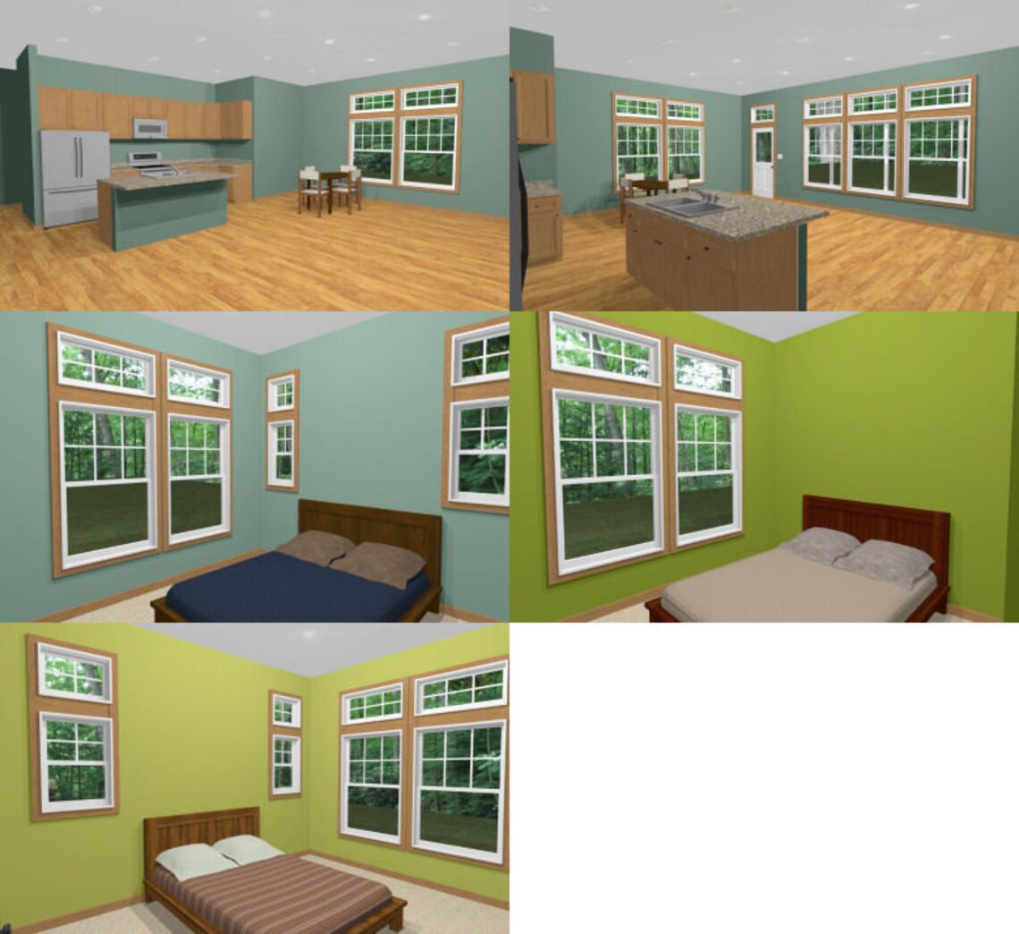 36x34 House 3-bedroom 2-bath 1224 Sq Ft PDF Floor - Etsy