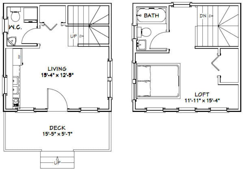16x16 House 1-Bedroom 1.5-Bath 433 sq ft PDF Floor | Etsy