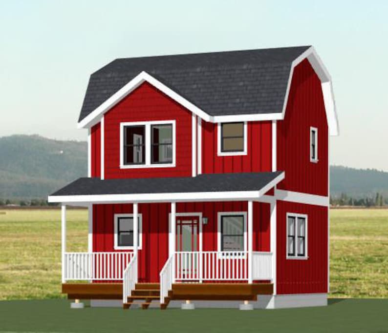 20x16 House 1-bedroom 1.5-bath 537 Sq Ft PDF Floor Plan Instant ...