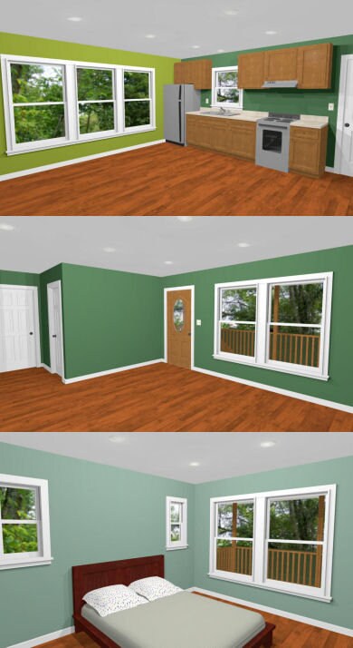 32x16 House -- 1-bedroom 1-bath -- 512 Sq Ft -- PDF Floor Plan ...