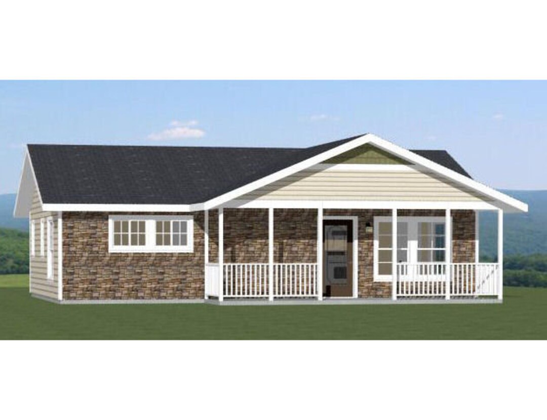 36x24 House -- 2-bedroom 1-bath -- 864 Sq Ft -- PDF Floor Plan ...