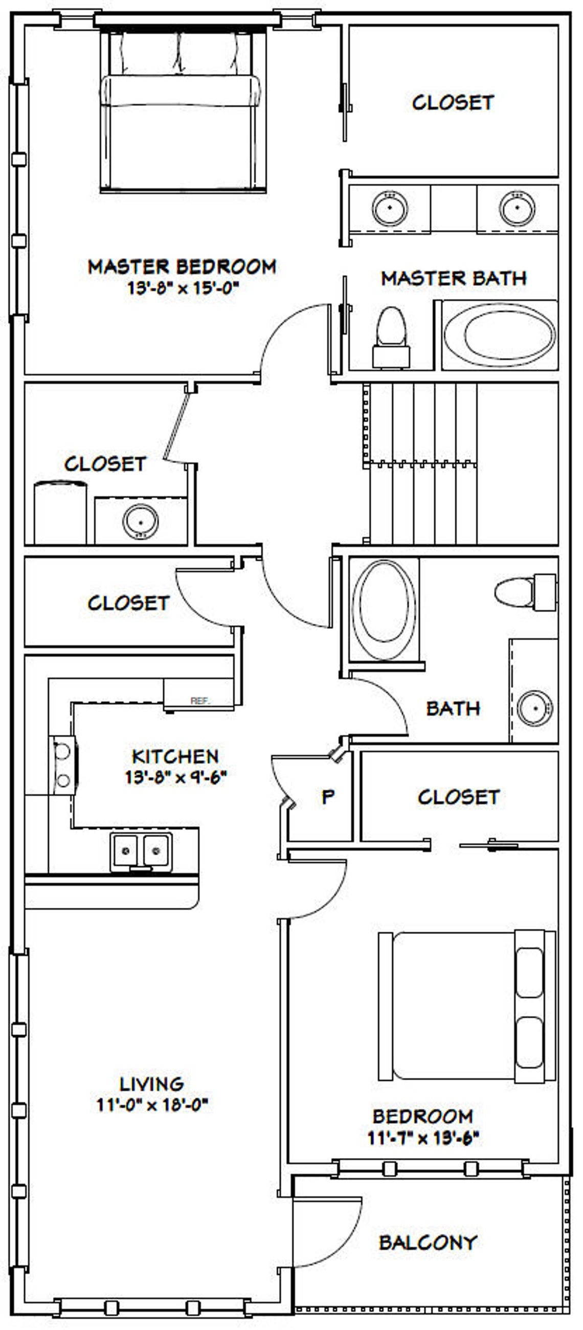 60x50 House -- 2-bedroom 2.5-bath -- 1,694 Sq Ft -- PDF Floor Plan ...