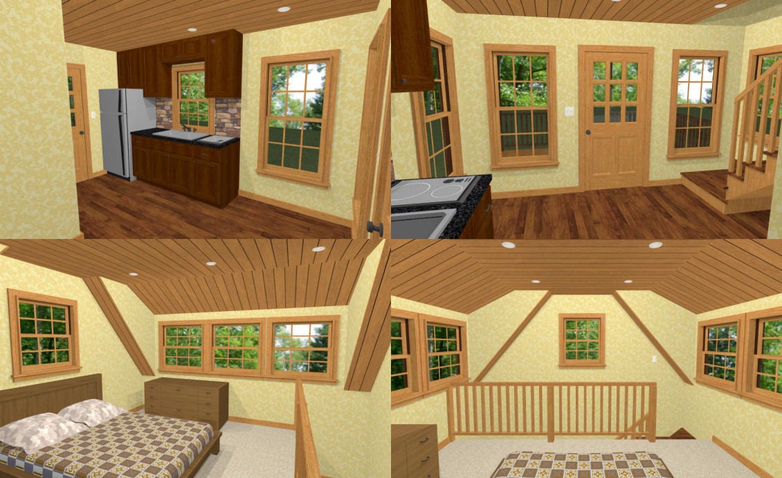 14x14 House -- 1-bedroom 1-bath -- 343 Sq Ft -- PDF Floor Plan ...