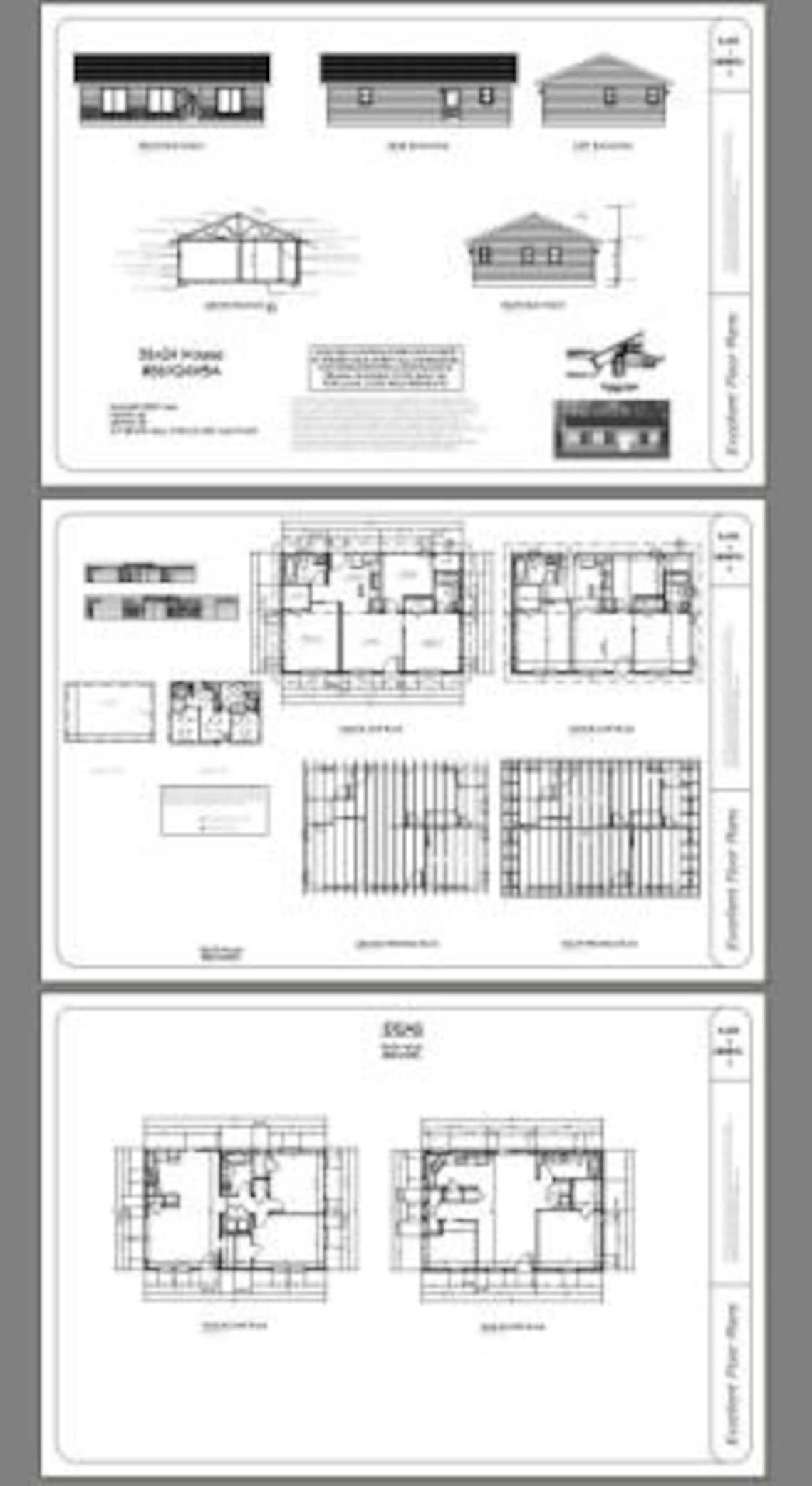 36x24 House -- 3-bedroom 2-bath -- 864 Sq Ft -- PDF Floor Plan ...