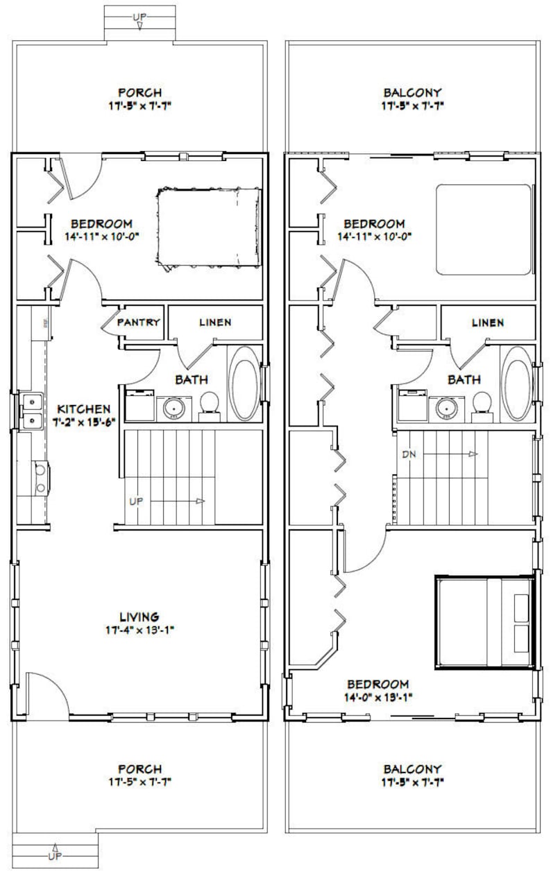 18x40 House -- 3-bedroom 2-bath -- 1,292 Sq Ft -- PDF Floor Plan ...
