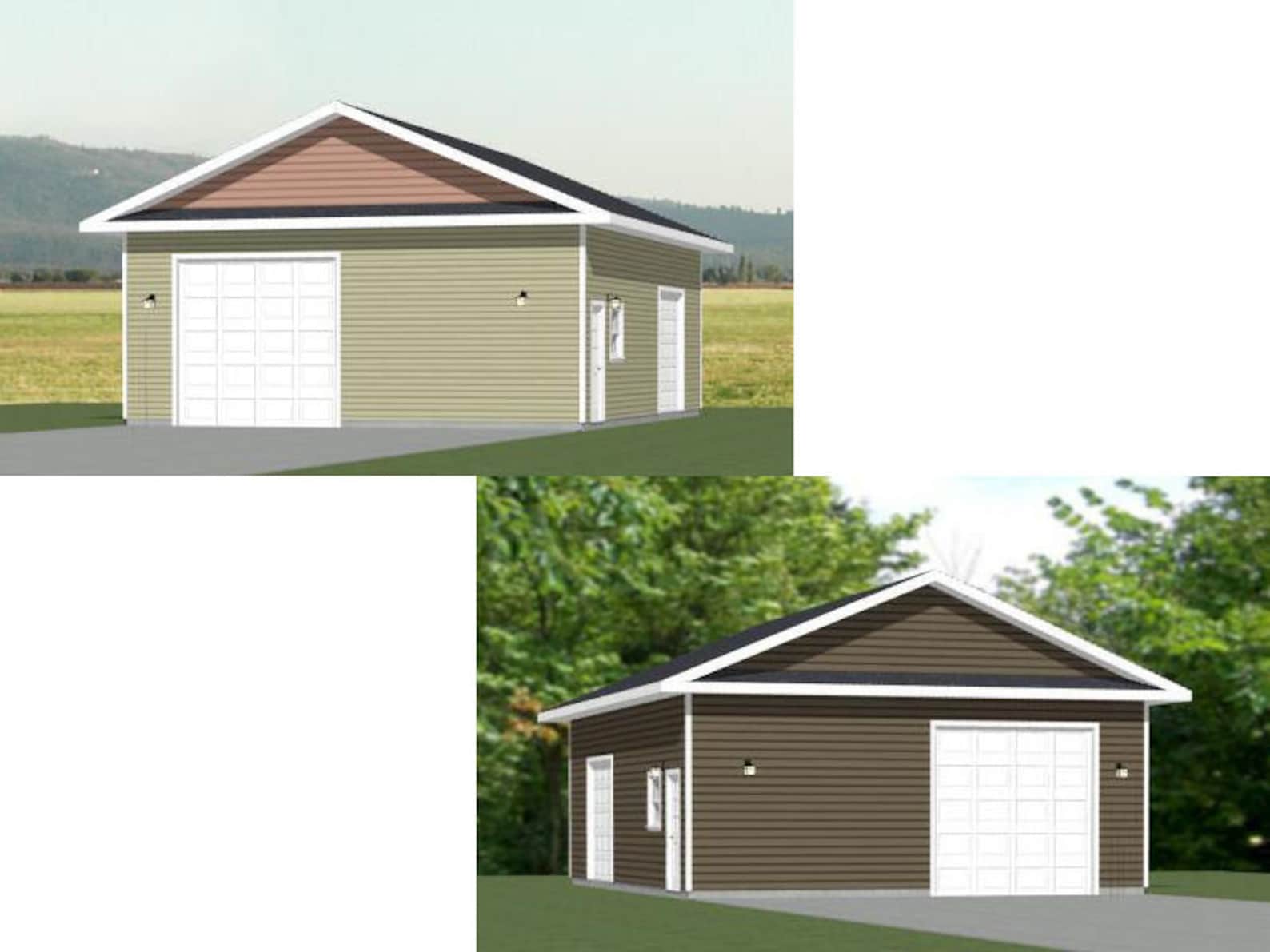 28x36 2-car Garages -- 1,008 Sq Ft -- 12ft Walls -- PDF Floor Plan ...