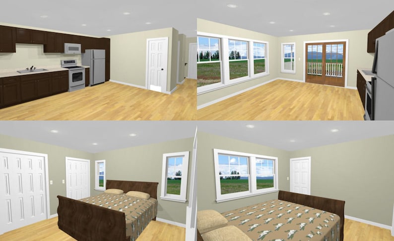 36x42 House 1-bedroom 1.5-bath 961 Sq Ft PDF Floor Plan Instant ...