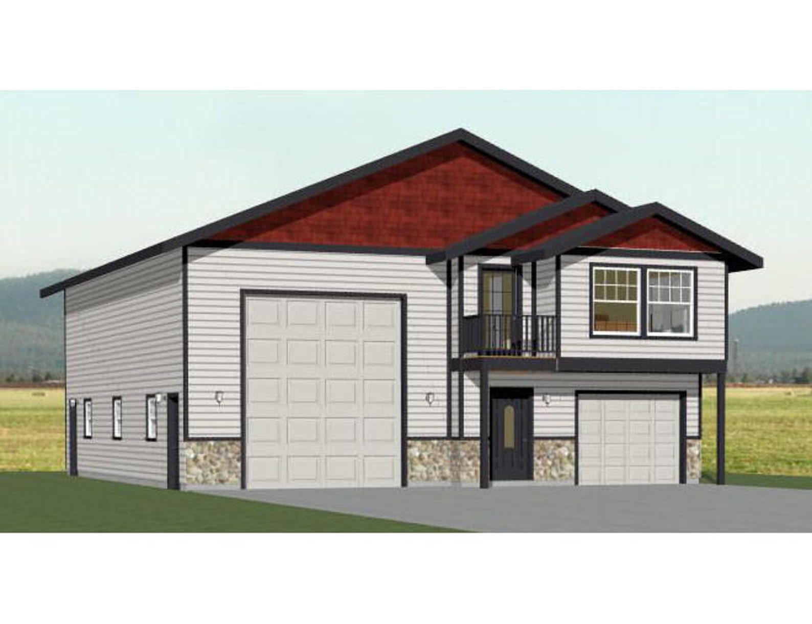 40x48 House -- 2-bedroom 2.5-bath -- 1,613 Sq Ft -- PDF Floor Plan ...