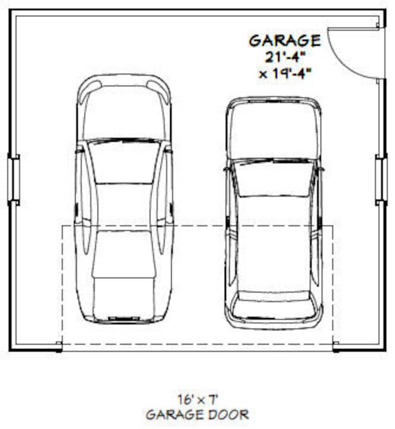 22x20 2-car Garages 440 Sq Ft 8ft Walls PDF Floor Plan Instant Download ...