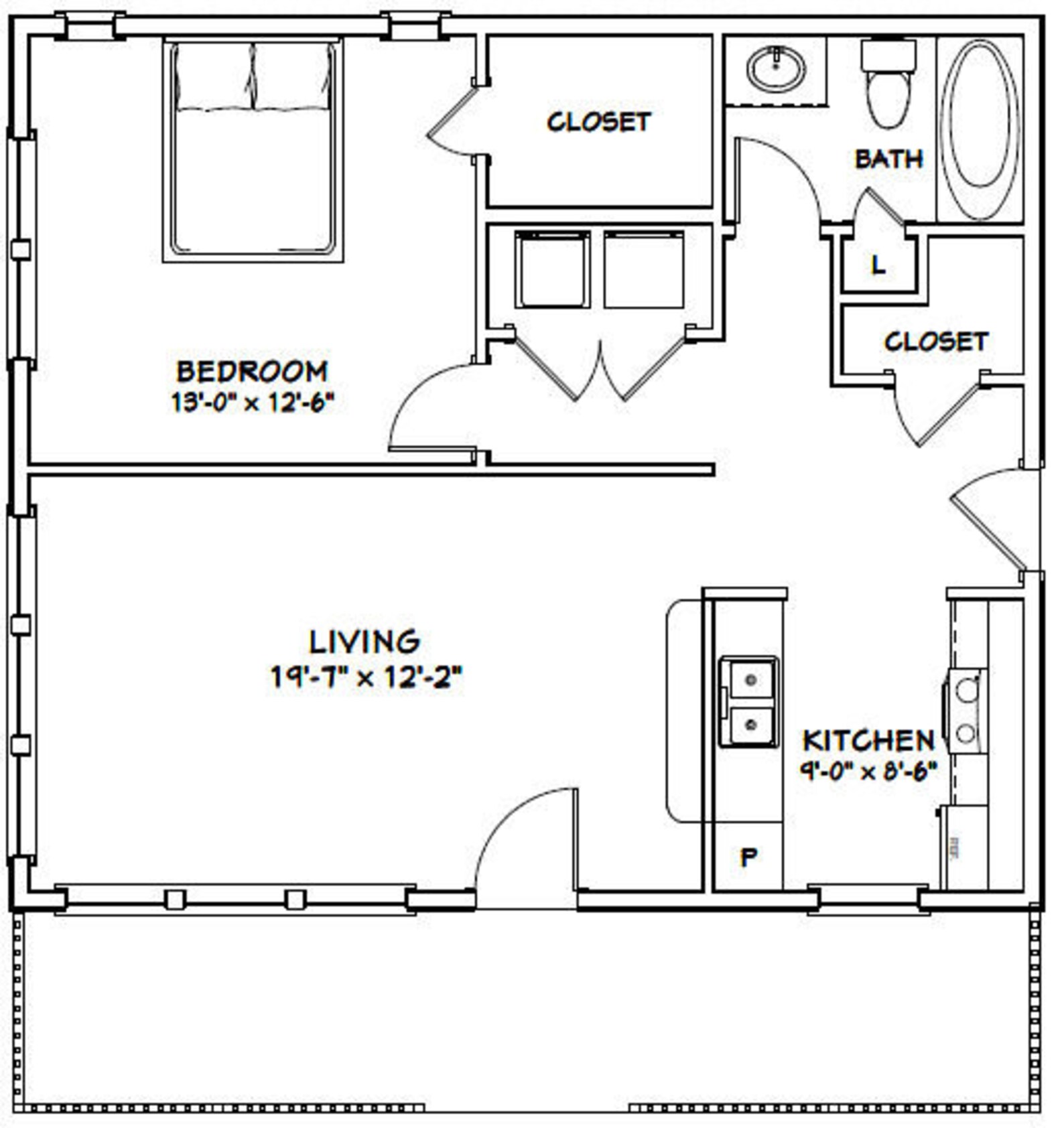 30x26 House 1-bedroom 1-bath 780 Sq Ft PDF Floor Plan Instant Download ...