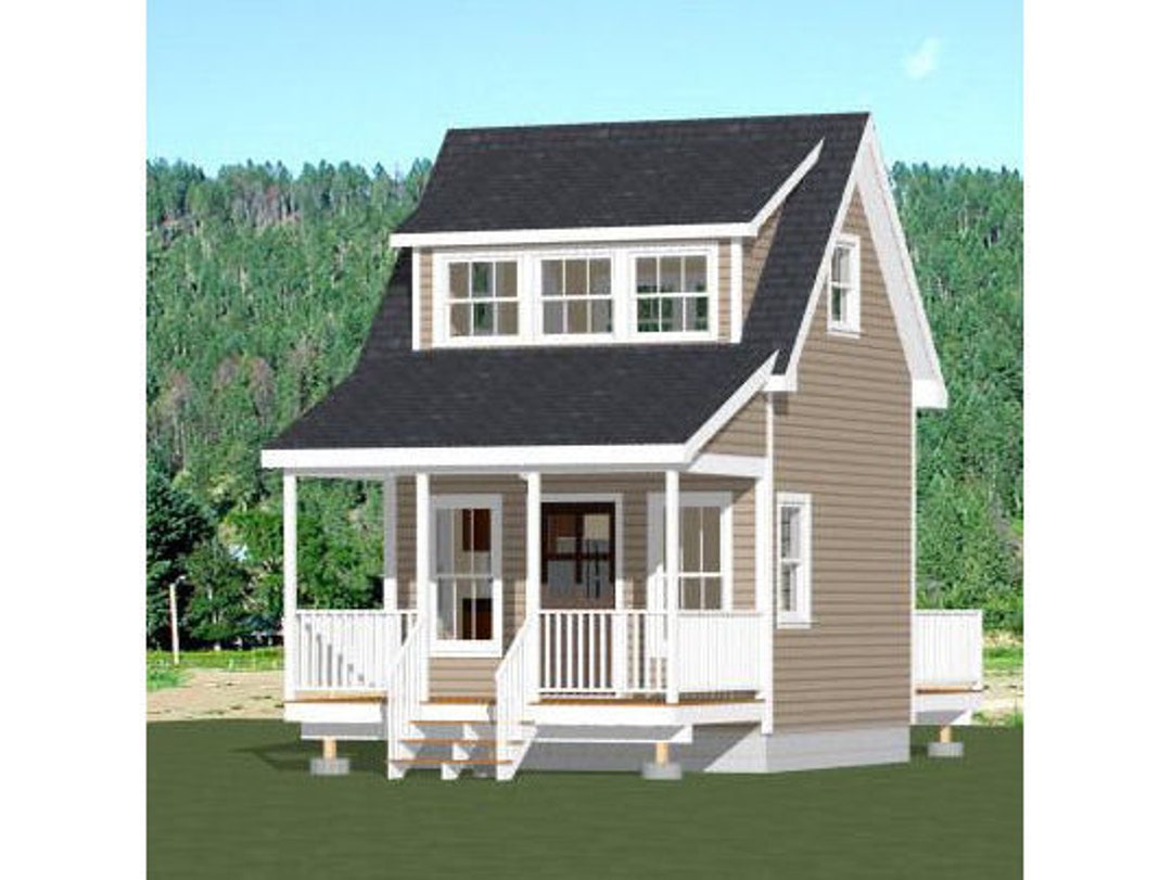 14x14 House -- 1-bedroom 1-bath -- 343 Sq Ft -- PDF Floor Plan ...
