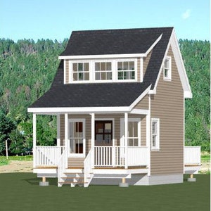 14x14 House -- 1-bedroom 1-bath -- 343 Sq Ft -- PDF Floor Plan ...