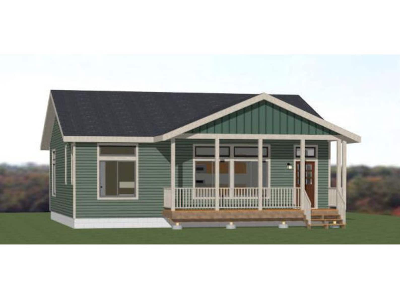 36x34 House 3-bedroom 2-bath 1224 Sq Ft PDF Floor | Etsy