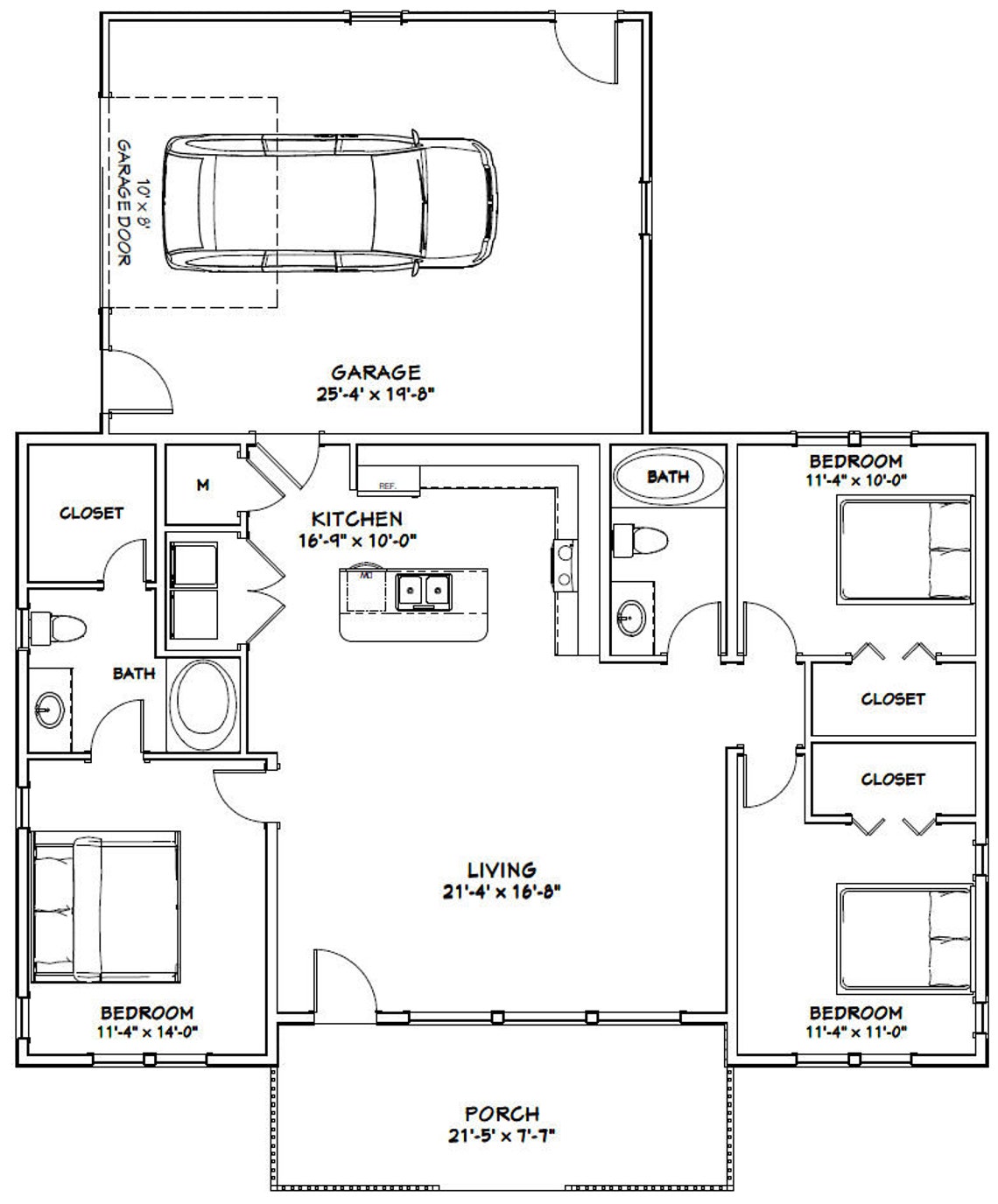 46x30 House -- 3-bedroom 2-bath -- 1,338 Sq Ft -- PDF Floor Plan ...