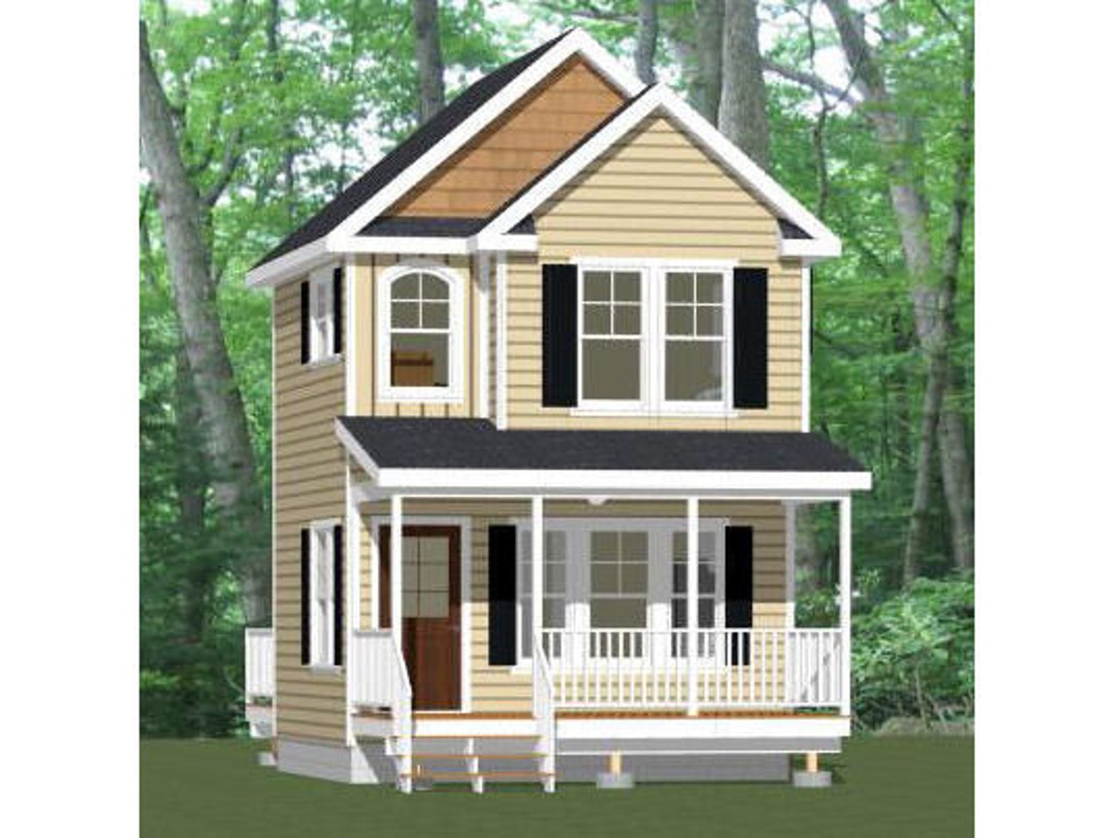 16x16 House 1-bedroom 1-bath 493 Sq Ft PDF Floor Plan Instant Download ...