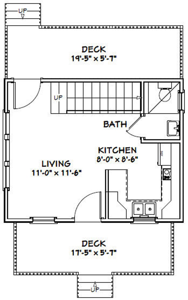 20x16 House 1-bedroom 1.5-bath 557 Sq Ft PDF Floor Plan Instant ...