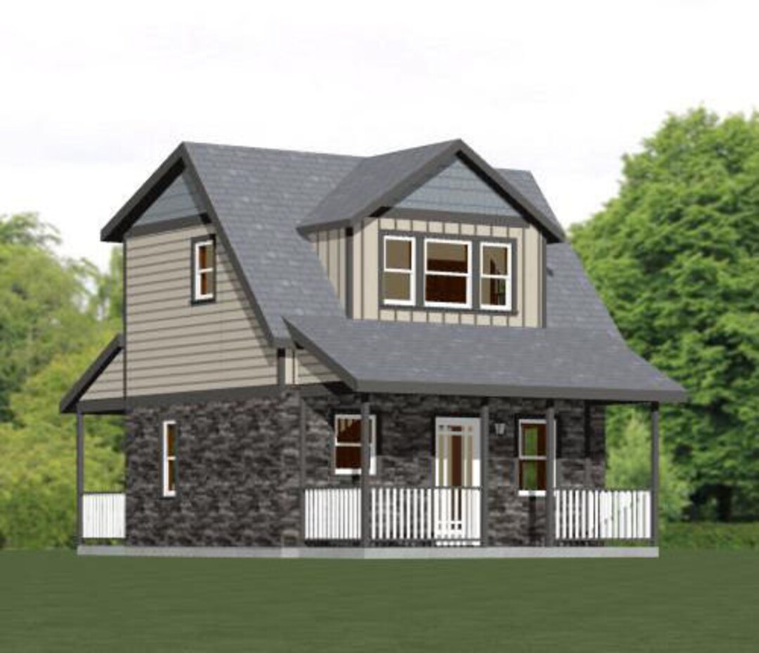 20x16 House -- 1-bedroom 1.5-bath -- 565 Sq Ft -- PDF Floor Plan ...