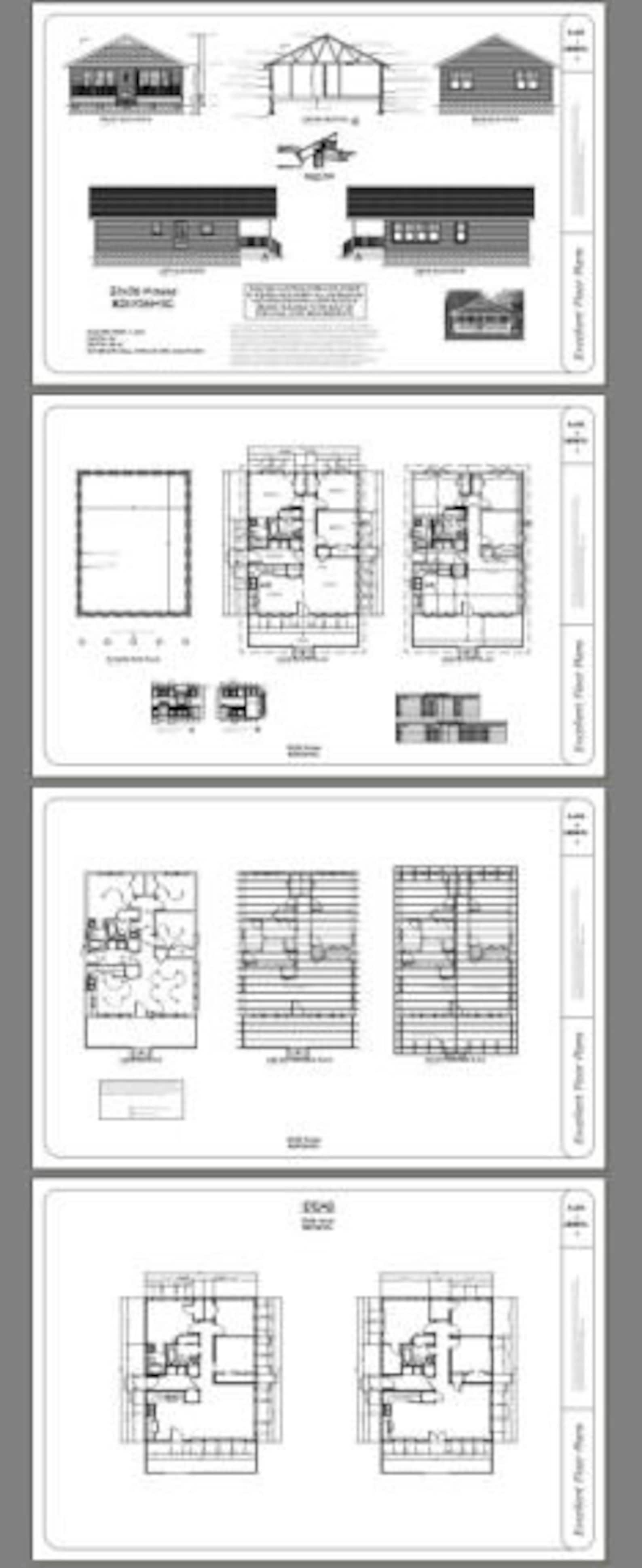 28x36 House -- 3-bedroom 2-bath -- 1,008 Sq Ft -- PDF Floor Plan ...