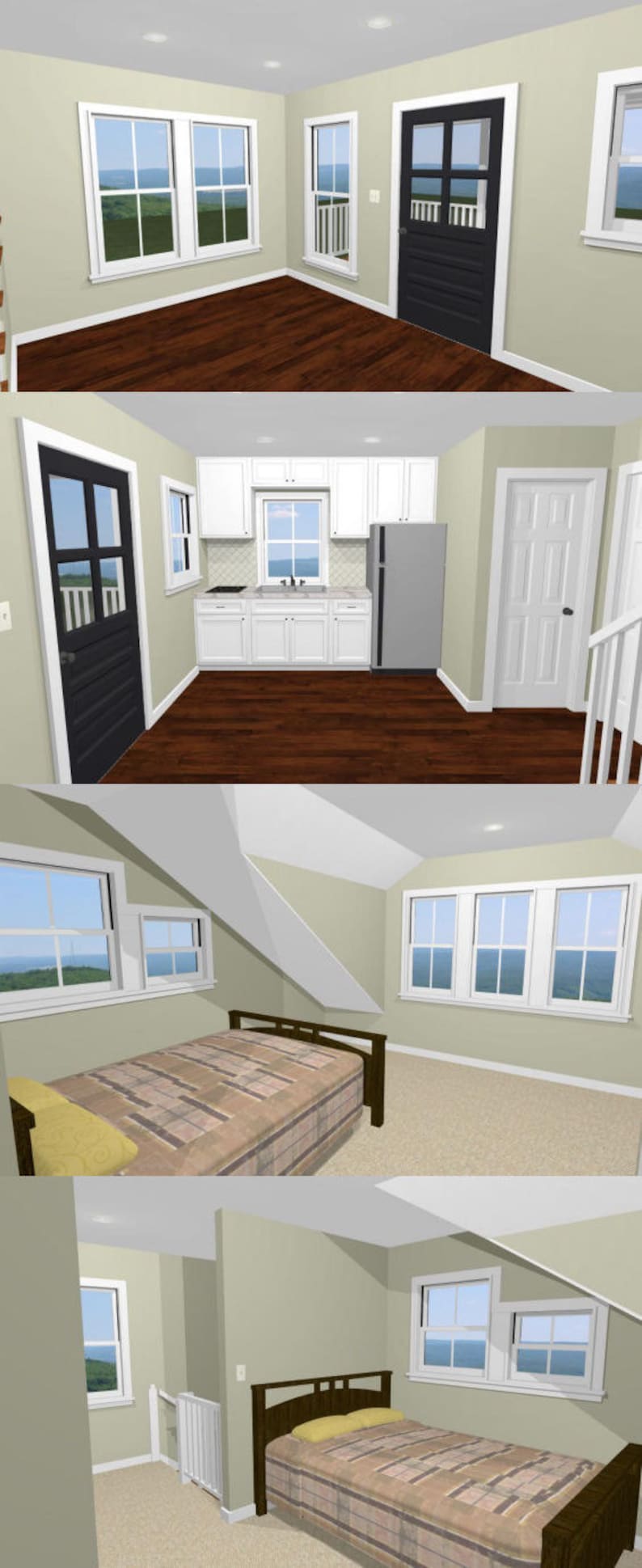 16x16 House -- 1-bedroom 1.5-bath -- 492 Sq Ft -- PDF Floor Plan ...