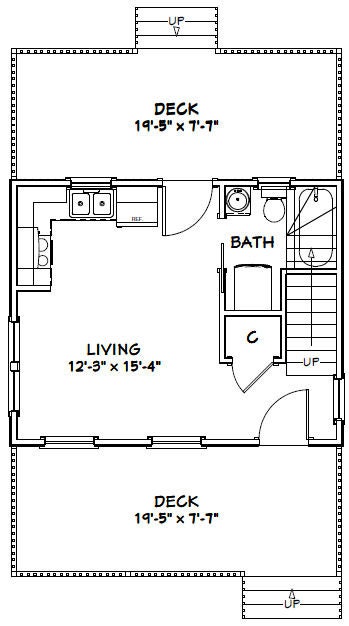20x16 House 2-bedroom 1-bath 630 Sq Ft PDF Floor Plan | Etsy Canada