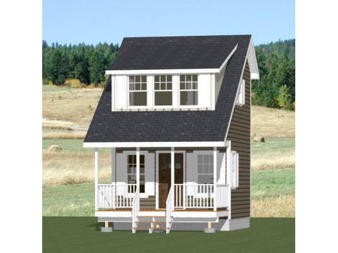 14x14 House -- 1-bedroom 1-bath -- 399 Sq Ft -- PDF Floor Plan ...