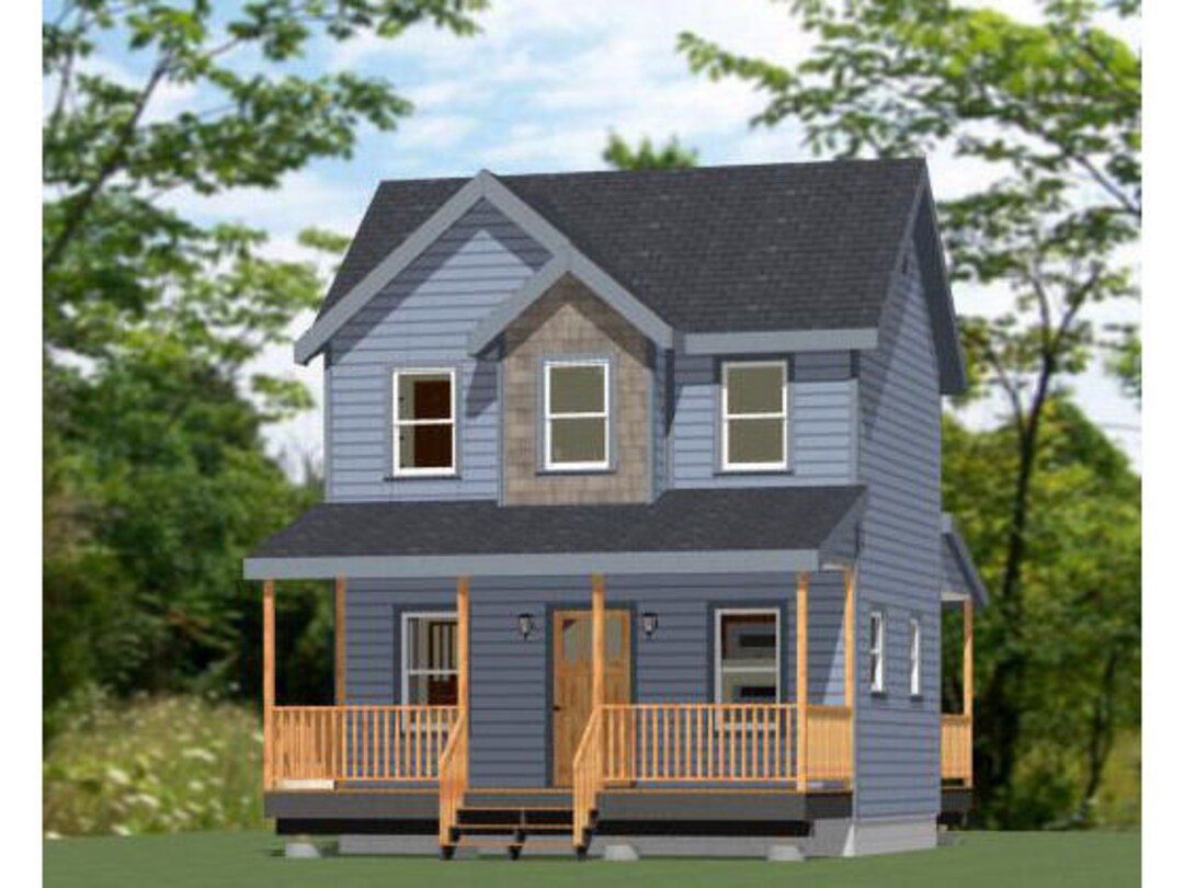 20x16 House -- 1-bedroom 1.5-bath -- 599 Sq Ft -- PDF Floor Plan ...