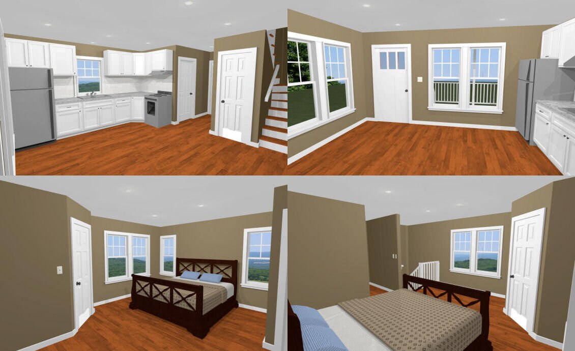 16x20 House -- 1-bedroom 1.5-bath -- 586 Sq Ft -- PDF Floor Plan ...